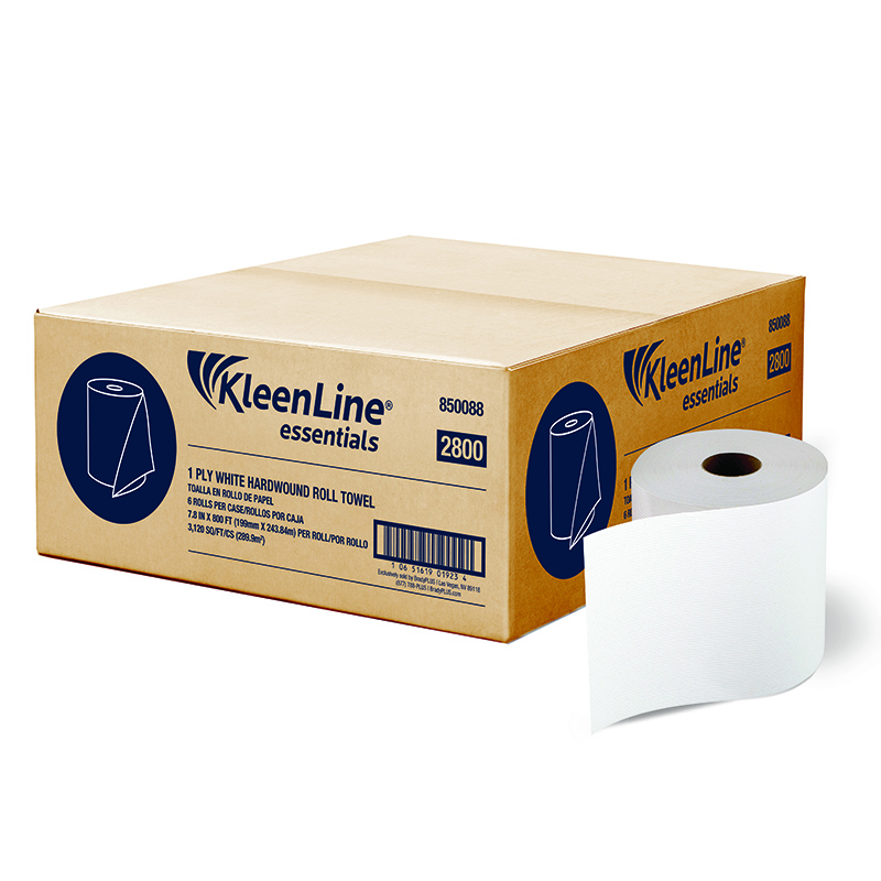 KleenLine Essentials 2800 1-Ply White Hardwound Roll Towel 6/800 ...