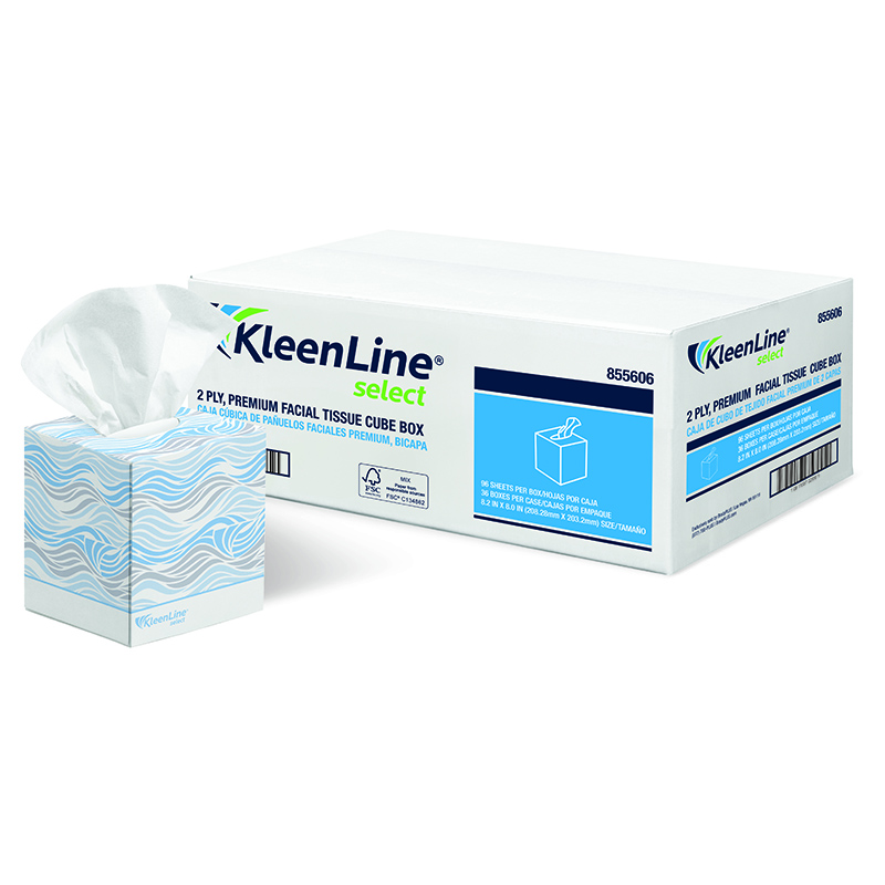KleenLine Select 2-Ply Premium Facial Tissue Cube Box 36/96 - BradyPLUS