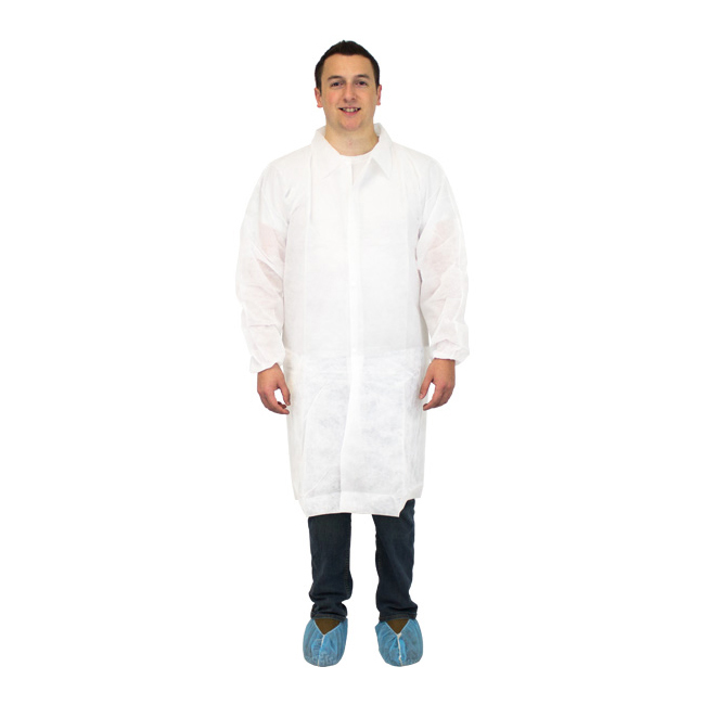 White Polypropylene Lab Coat No Pockets 2X-Large - BradyPLUS