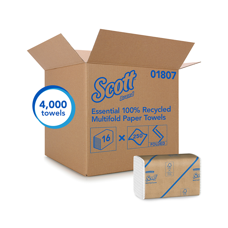 Scott® 01807 Paper Towel, Multi-Fold, Paper, White, 1-Ply, 4000-Sheets ...