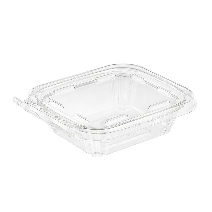 Inline Plastics Safe-T-Fresh Clear Square Tamper Resistant 8 oz. Food ...